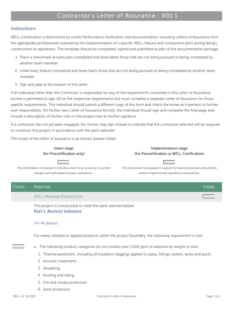 WELL v2, Q4 2021-LOA-Contractor- (1) | PDF | Thermal Insulation ...