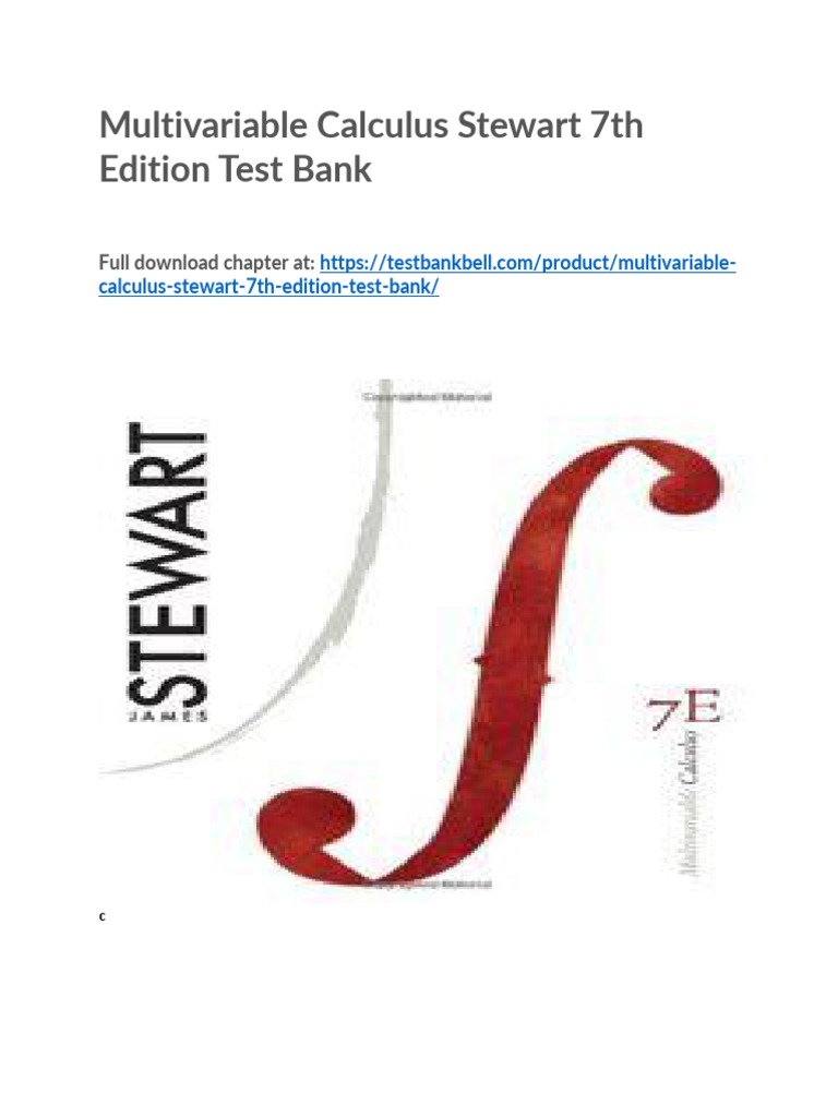 Multivariable Calculus Stewart 7th Edition Test Bank | PDF | Integral ...