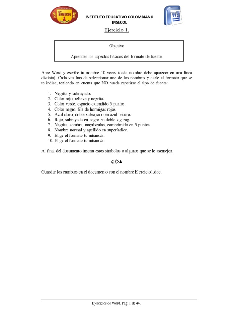 Ejercicios Word Pdf