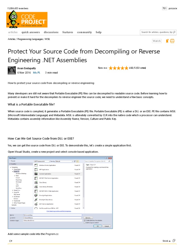 Protect Your Source Code from Decompiling or Reverse Engineering .NET Assemblies - CodeProject ...
