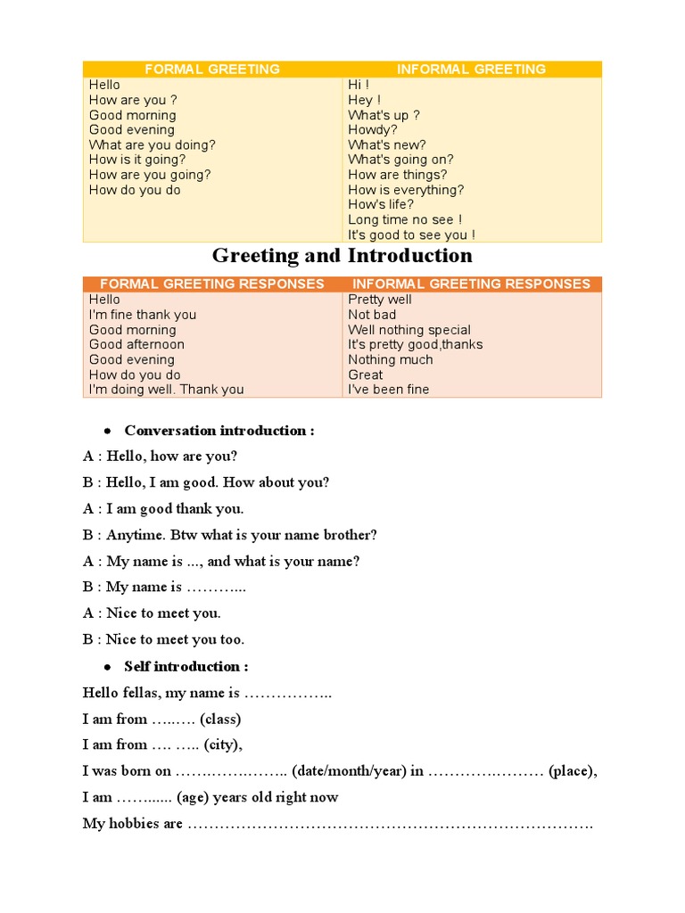 Greeting and Introduction | PDF