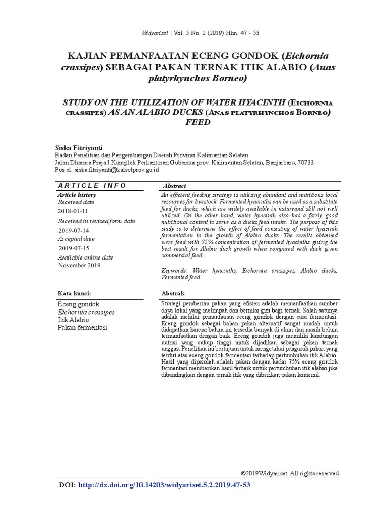 Eceng Gondok Untuk Pakan Ternak | PDF