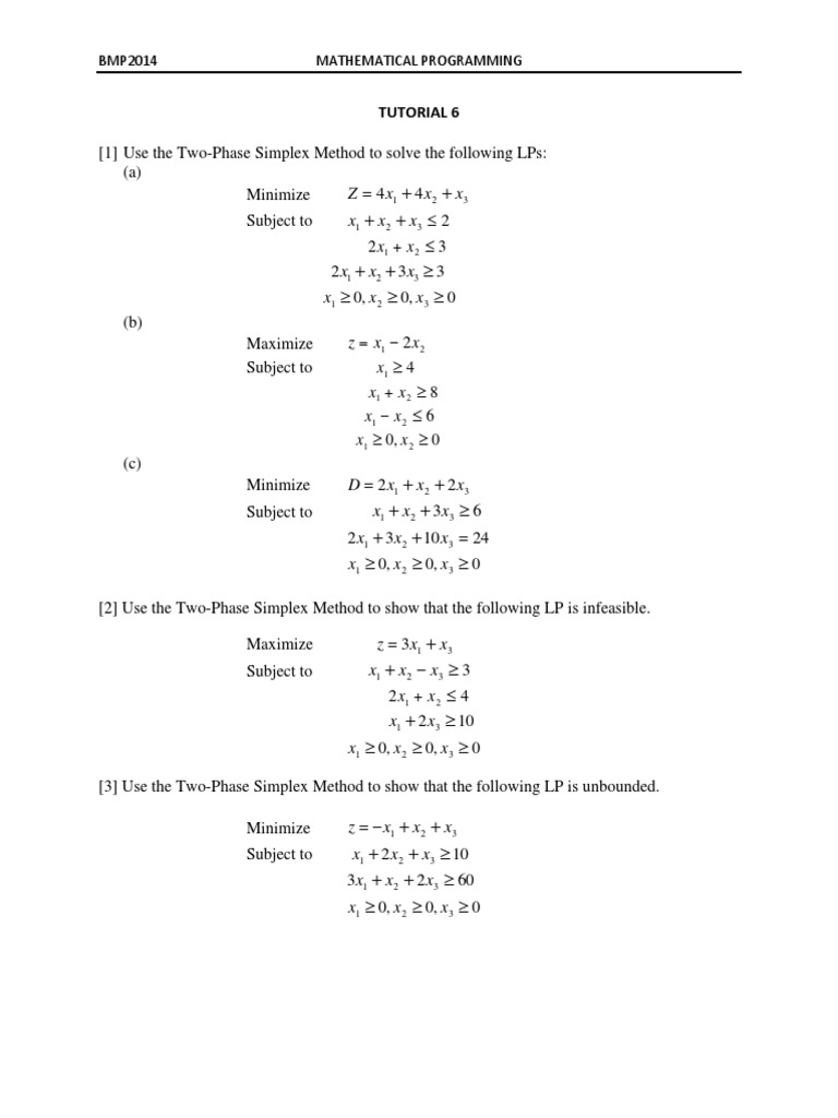 Two-Phase Simplex Method Tutorial | PDF