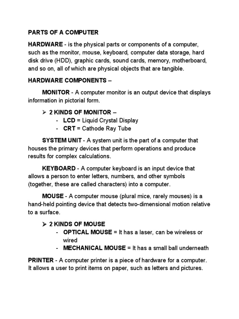ICT Reviewer | PDF | Computer Hardware | Computer Monitor