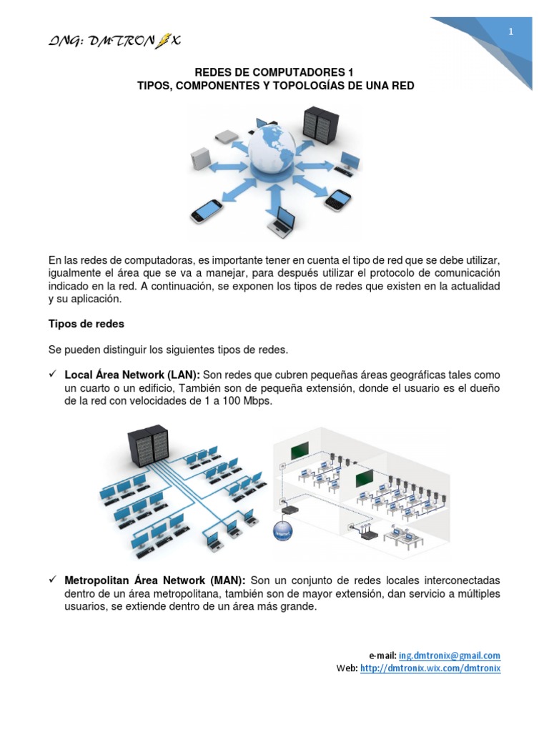 Ing: Dmtron X: Redes de Computadores 1 Tipos, Componentes Y Topologías ...