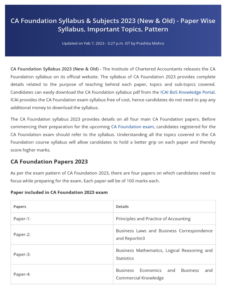 Ca Foundation Syllabus | PDF | Supply (Economics) | Clause
