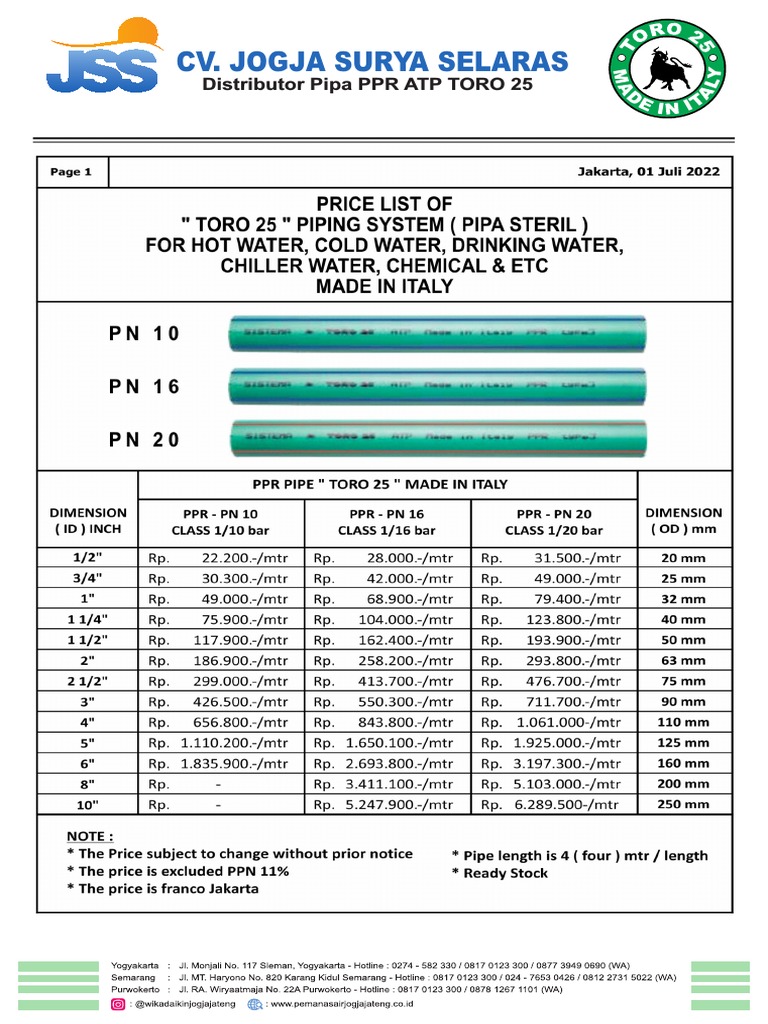Pipa PPR ATP TORO Distributor | PDF