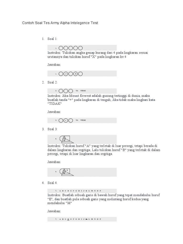 Soal Tes Army Alpha Intelegence Test | PDF