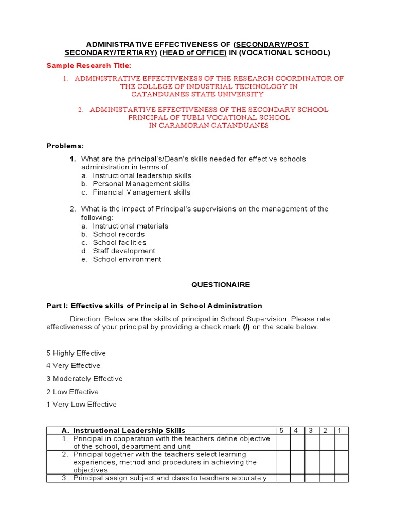 Administrative Effectiveness of Primary and Secondary Principal in BHC | PDF | Teachers | Schools