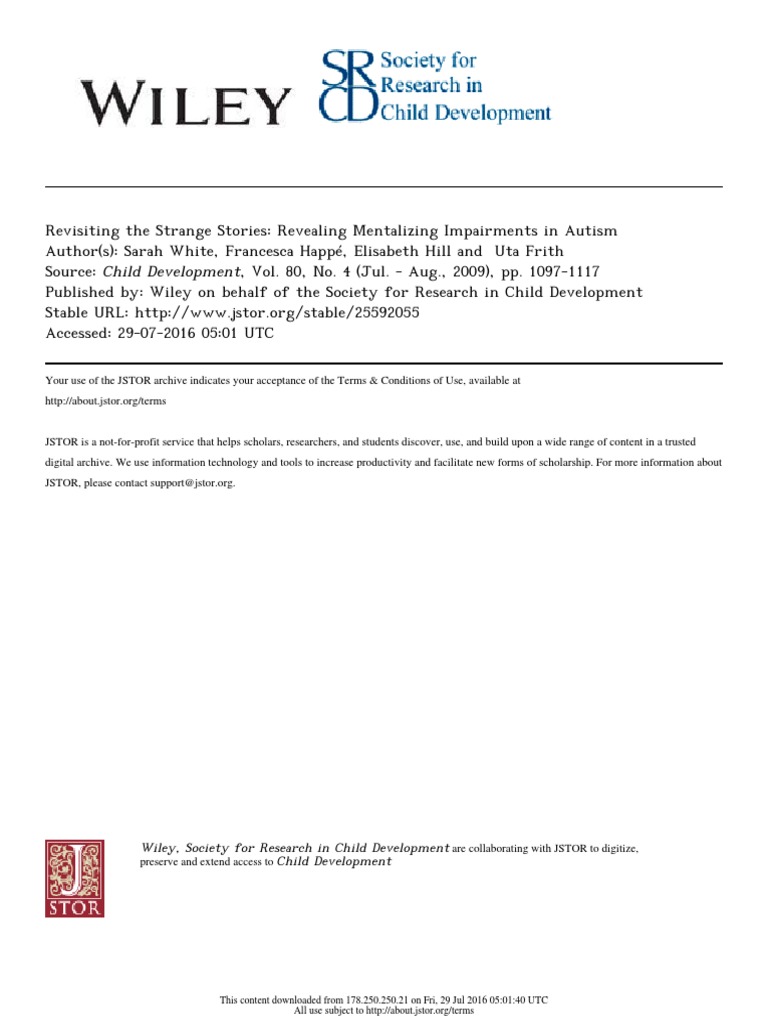 Strange Stories Happe 2009 | PDF | Autism Spectrum | Asperger Syndrome