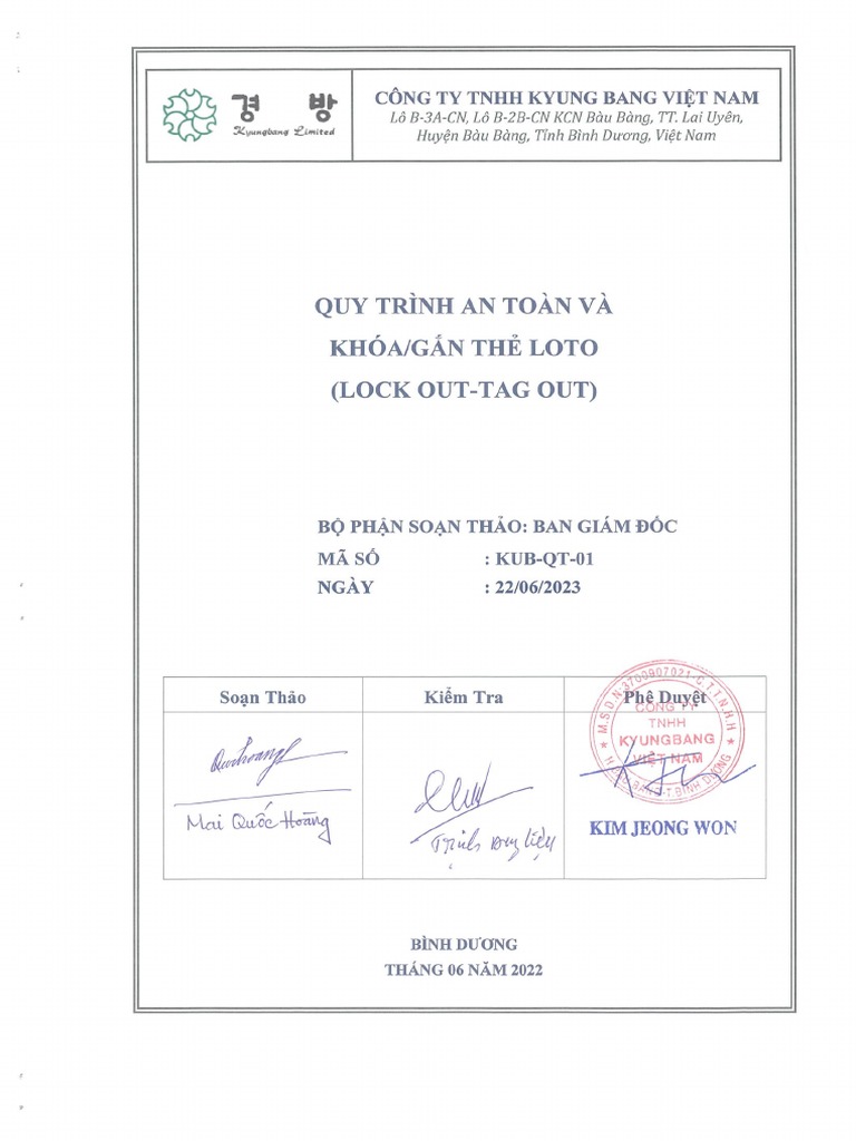 Quy Trình an Toàn Và Khóa-gắn Thẻ Lôt (Lock Out-tag Out) | PDF