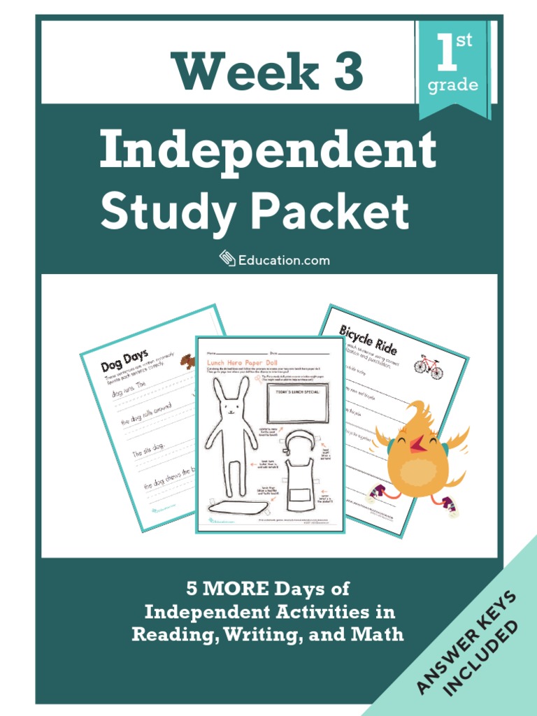 1st Grade Independent Study Packet Week 3 | PDF | Color | Books