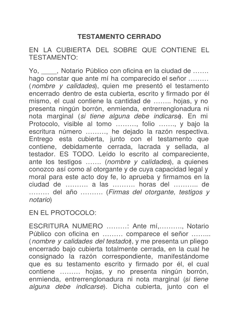 Testamento Cerrado | PDF