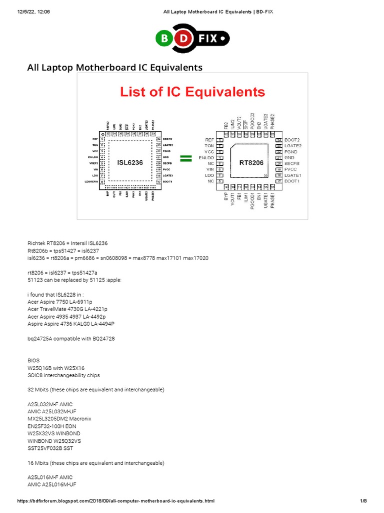 Laptop Motherboard IC Equivalents List | PDF | Personal Computing ...