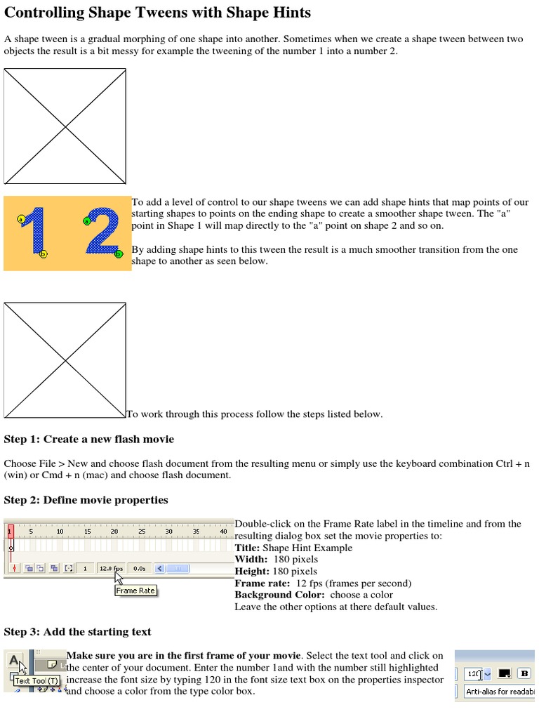 Controlling Shape Tweens With Shape Hints | PDF | Frame Rate | Keyboard ...