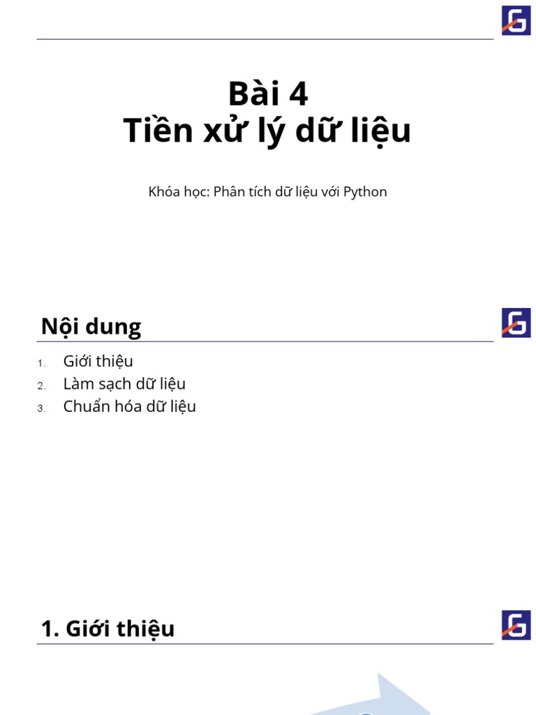 Slide 4.1 Tiền Xử Lý Dữ Liệu | PDF