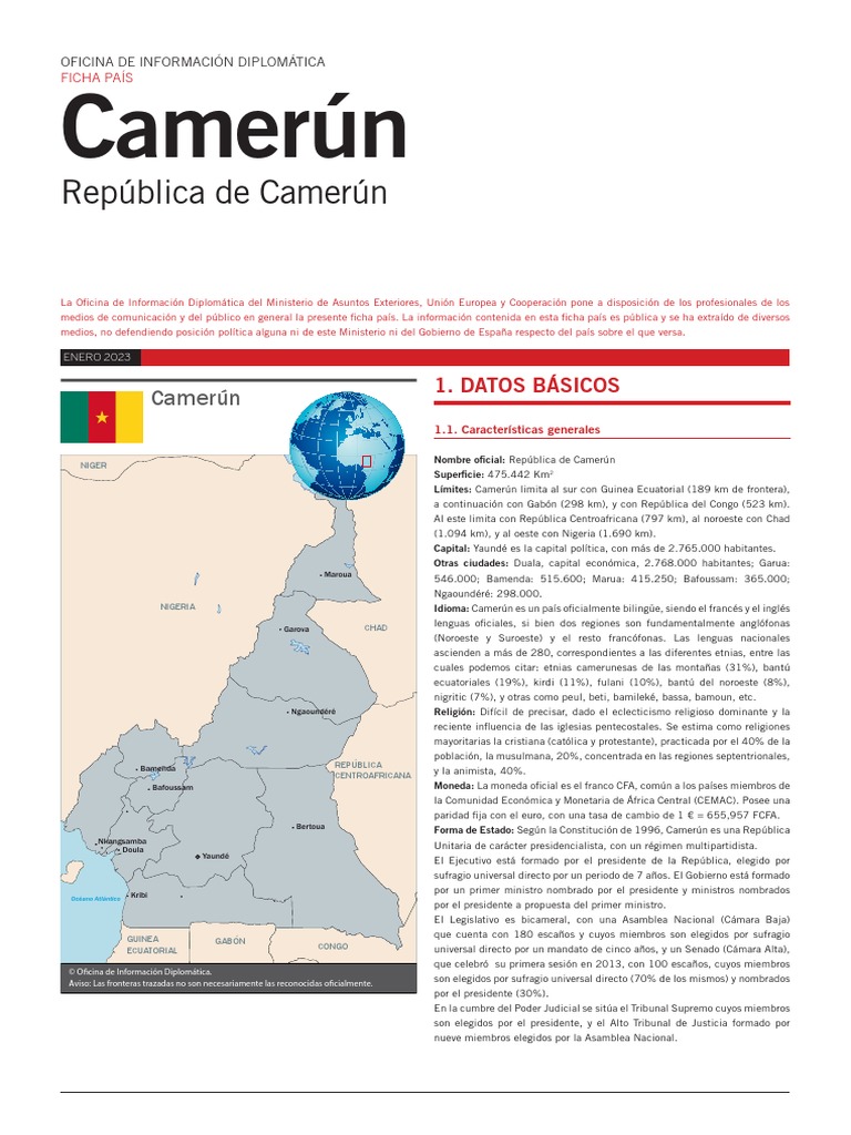 Camerun - Ficha Pais | PDF | Camerún | Ministerio (Departamento de ...