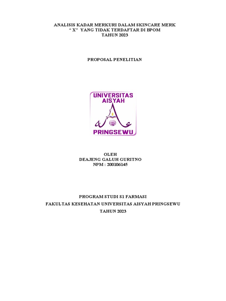 Analisis Kadar Merkuri dalam Skincare | PDF | Ilmu Sosial ...