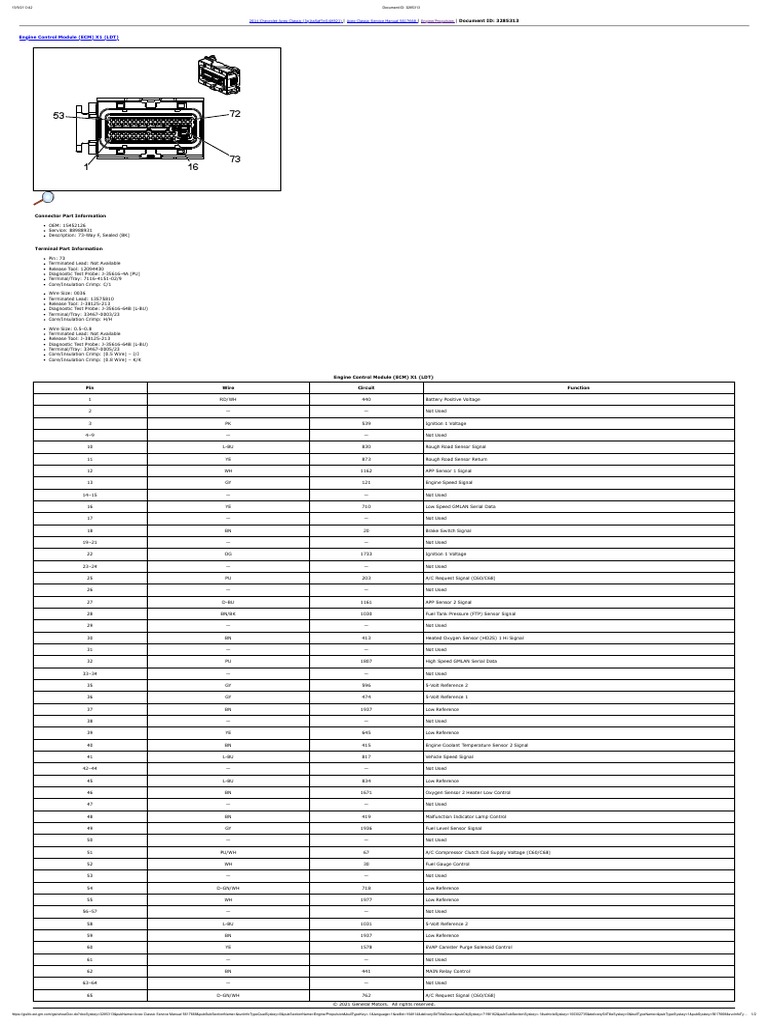 Engine Control Module (ECM) X1 (LDT) | PDF | Ignition System | Electrical Connector