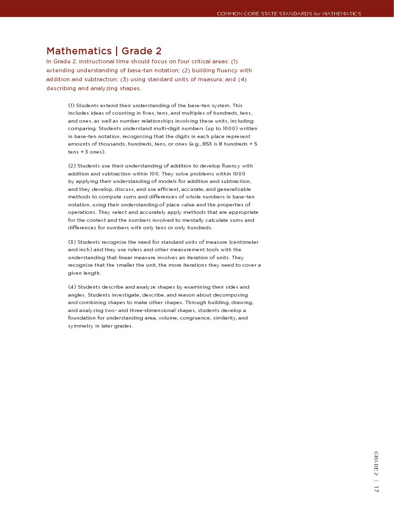 Grade 2 Common Core Math Standards | PDF | Subtraction | Shape