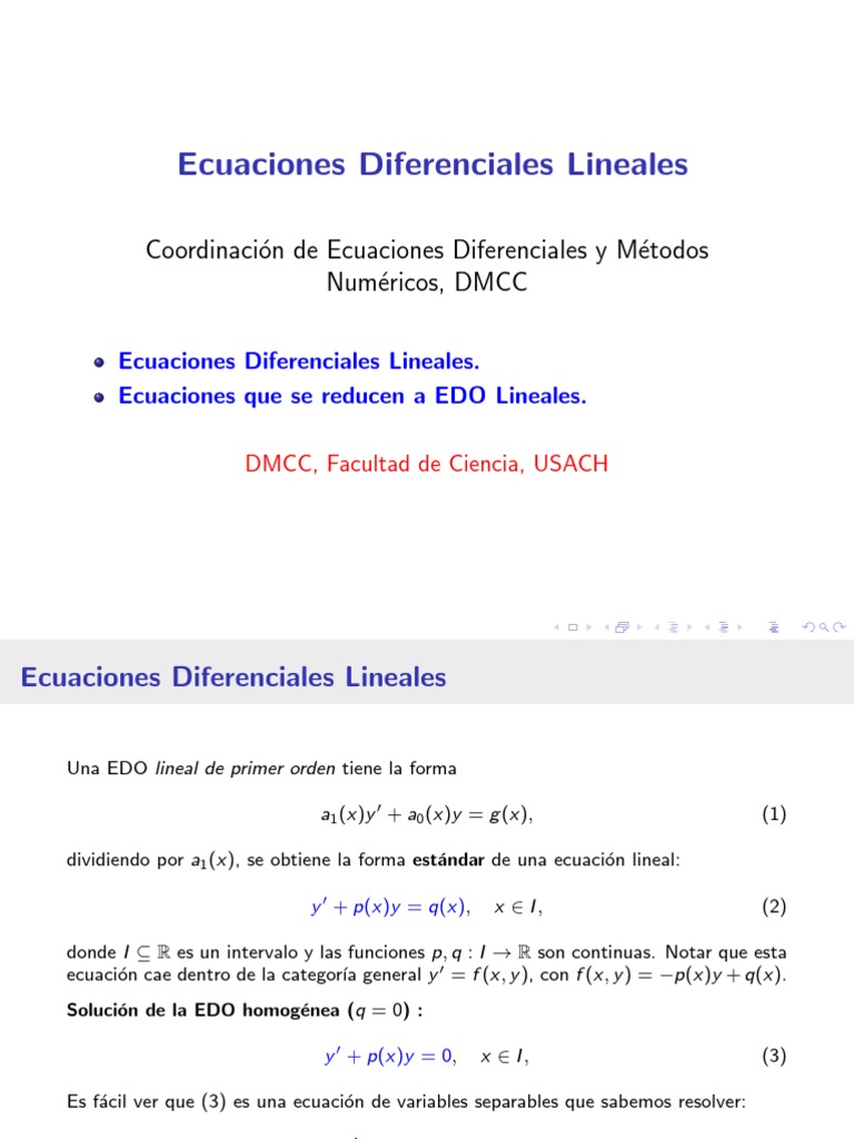 EDO Lineales | PDF | Ecuaciones | Ecuaciones diferenciales