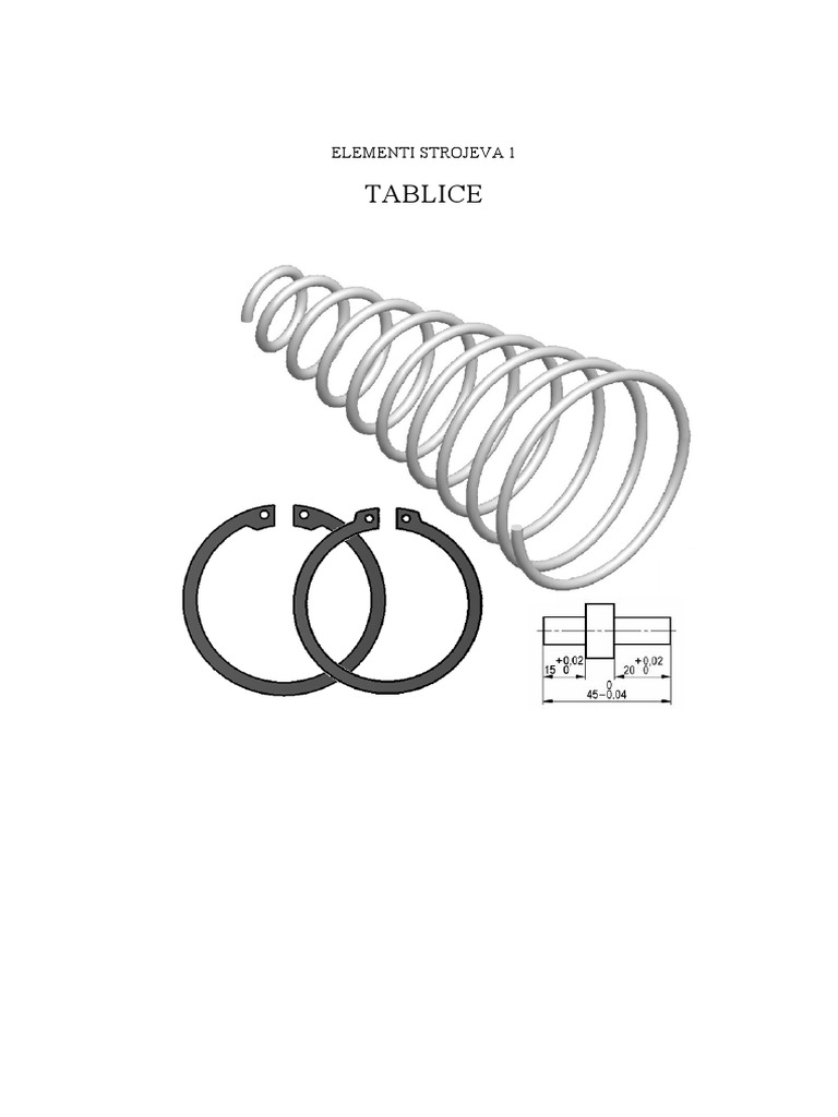 Tablice: Elementi Strojeva 1 | PDF