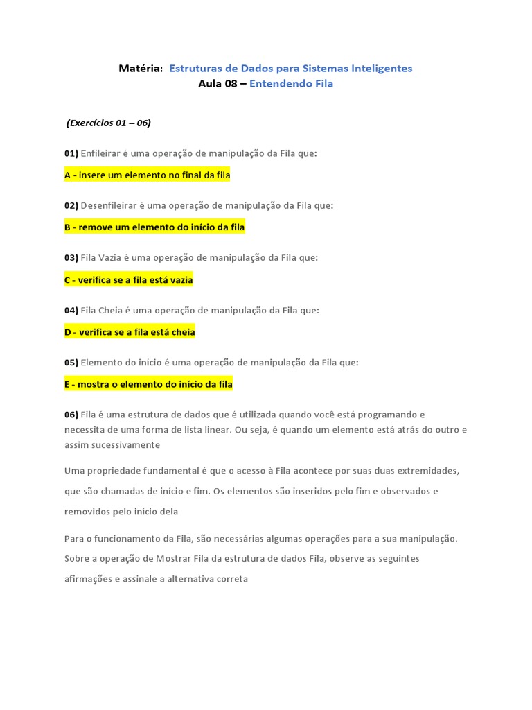 Aula 08 – Entendendo Fila | PDF