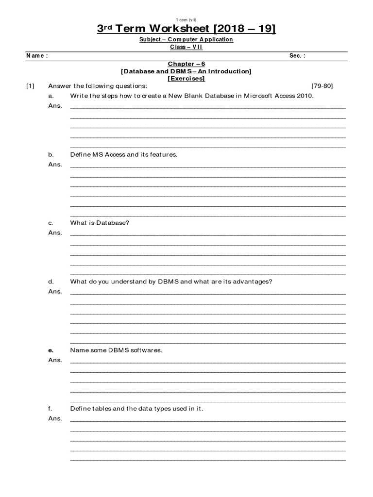 CLASS 7 Computer | PDF | Databases | Relational Database