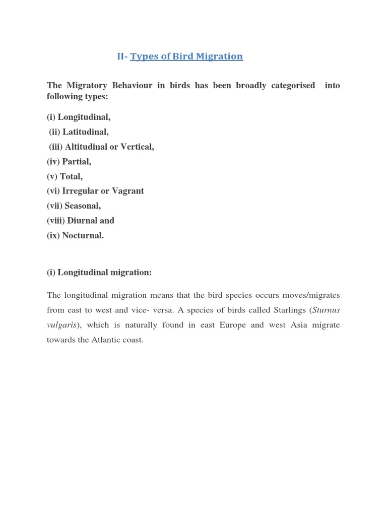 Types of Bird Migration-II | PDF | Bird Migration | Holarctic Birds