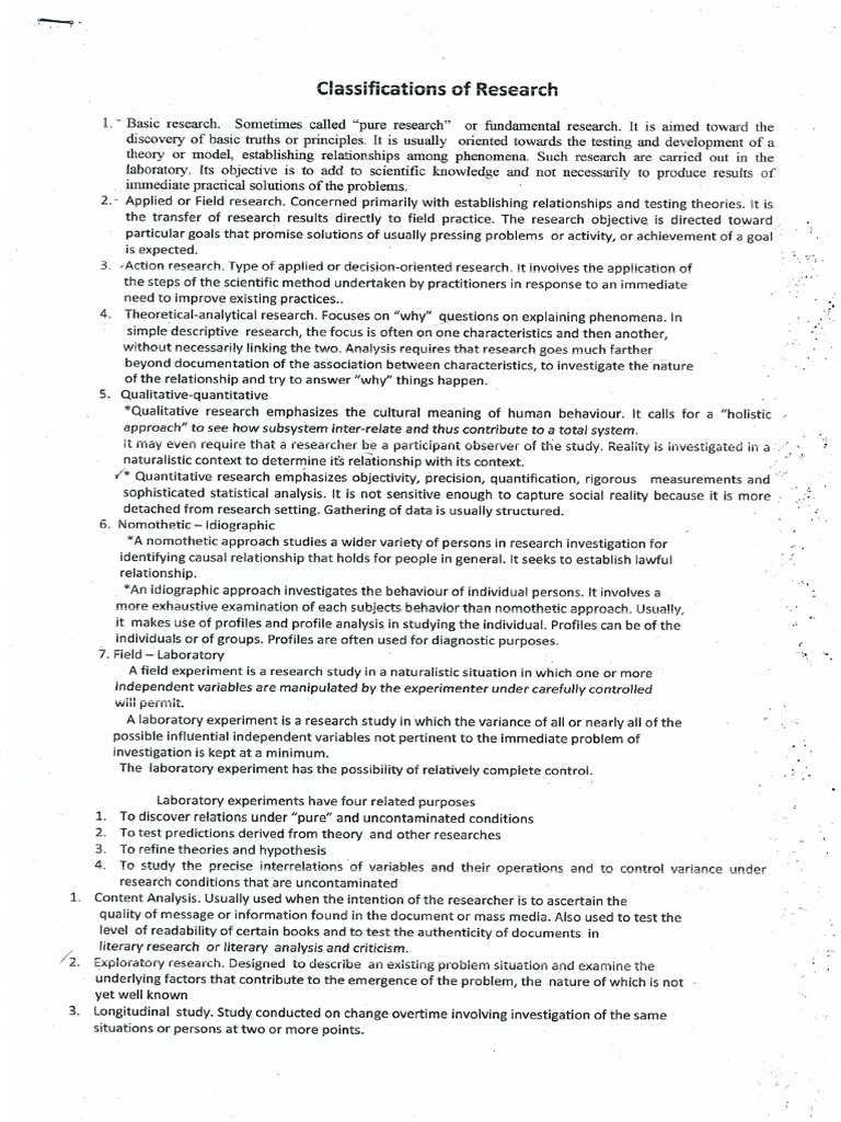 01 Classification of Research | PDF