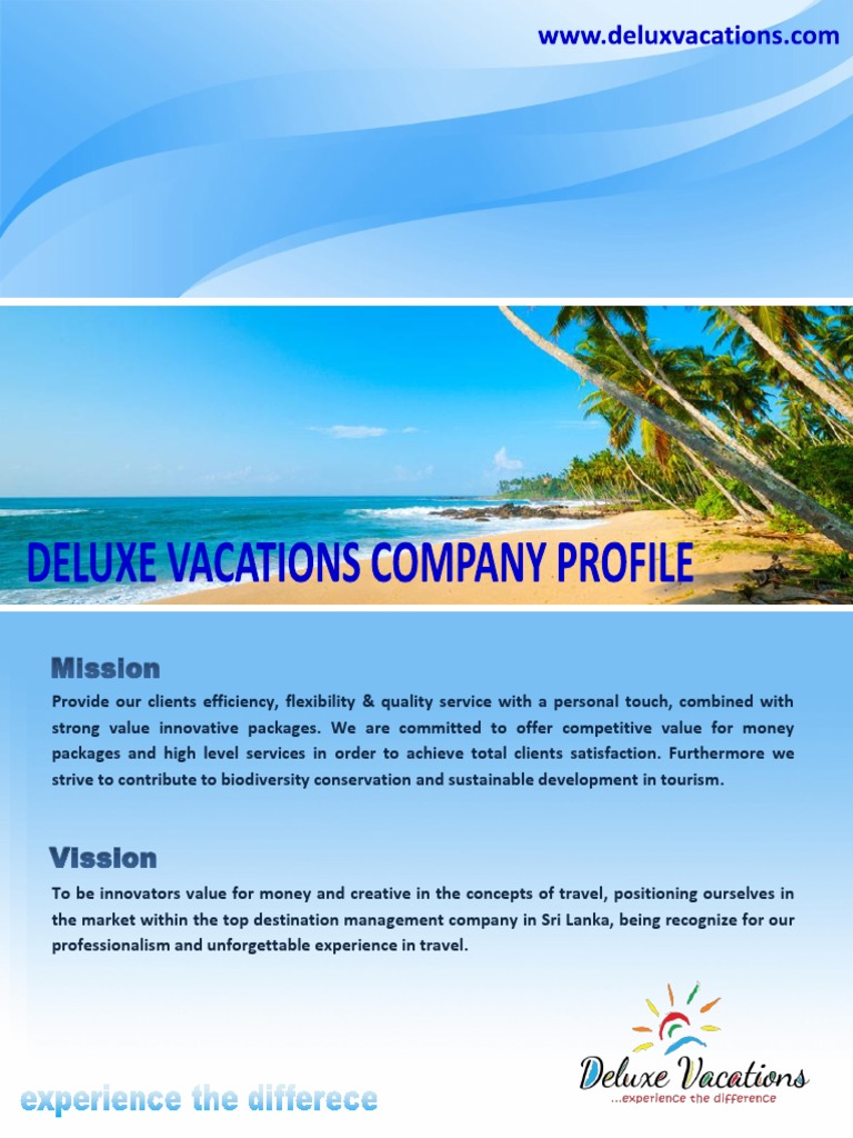 Deluxe Vacations - Company Profile | PDF | Tourism