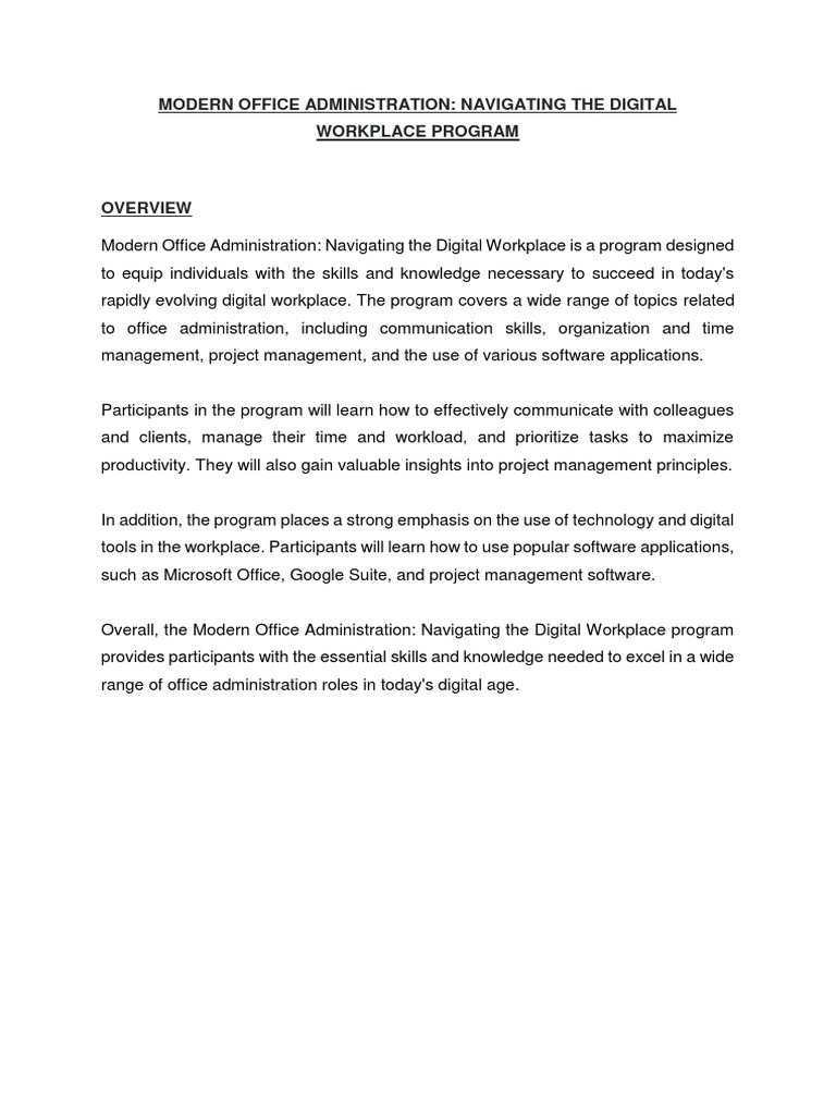 Modern Office Administration - Navigating The Digital Workplace | PDF ...