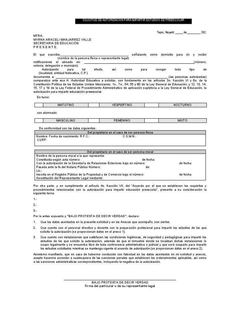 Solicitud Preescolar 357 (Anexos) | PDF | Documentos legales | Justicia
