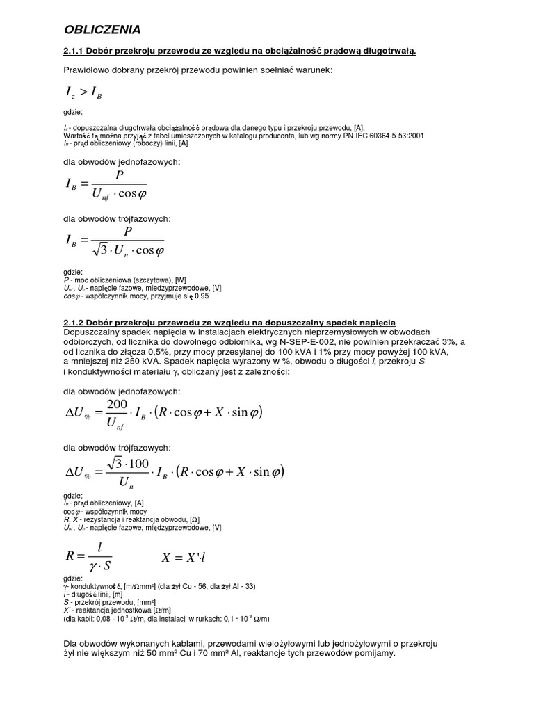 Dobor PRZ Zab Obliczenia | PDF