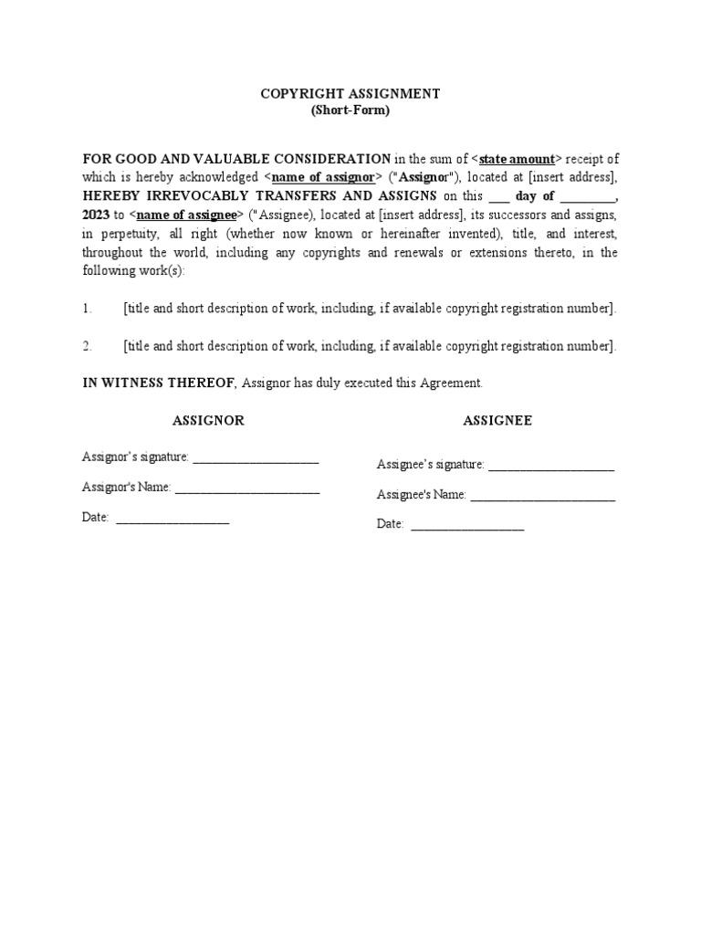 Copyright Transfer Agreement | PDF | Law | Finance & Money Management