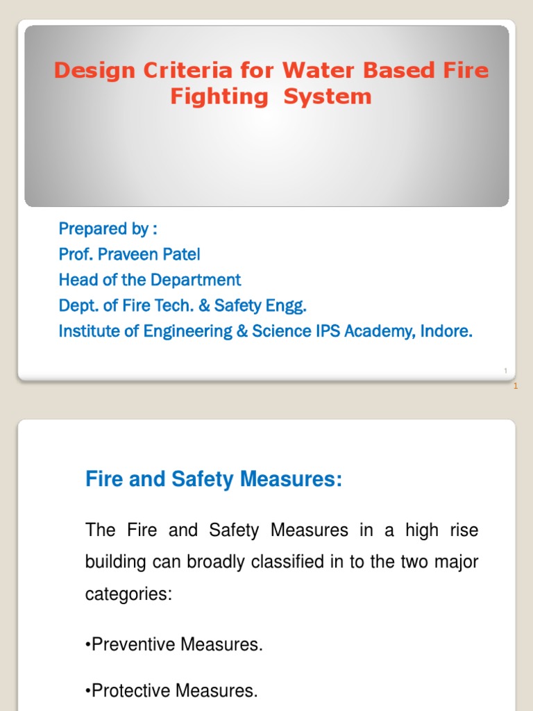 Design of Water Based Fire Fighting System | PDF | Fire Safety | Pump