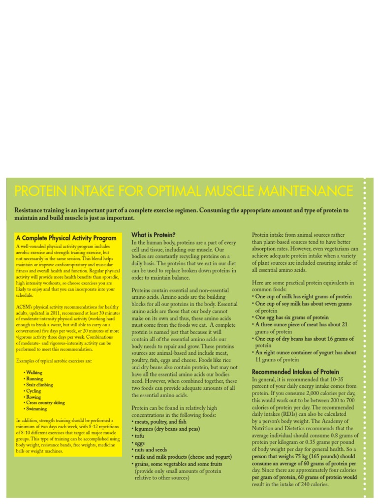 Protein Intake For Optimal Muscle Maintenance | PDF | Strength Training ...