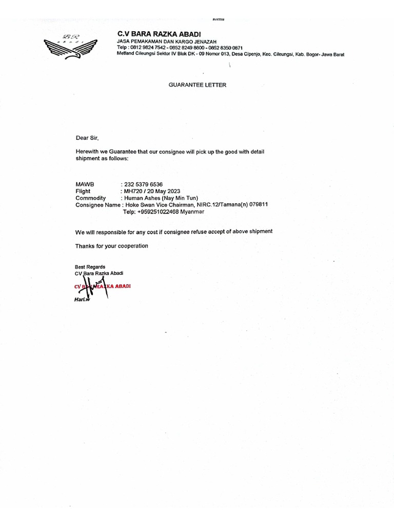 Guarantee Letter | PDF