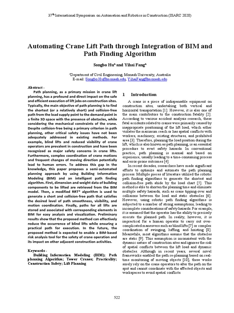 Automating Crane Lift Path Throungh Integration of Bim and Path Finding ... Automating Crane Lift Path Throungh Integration of Bim and Path Finding ...