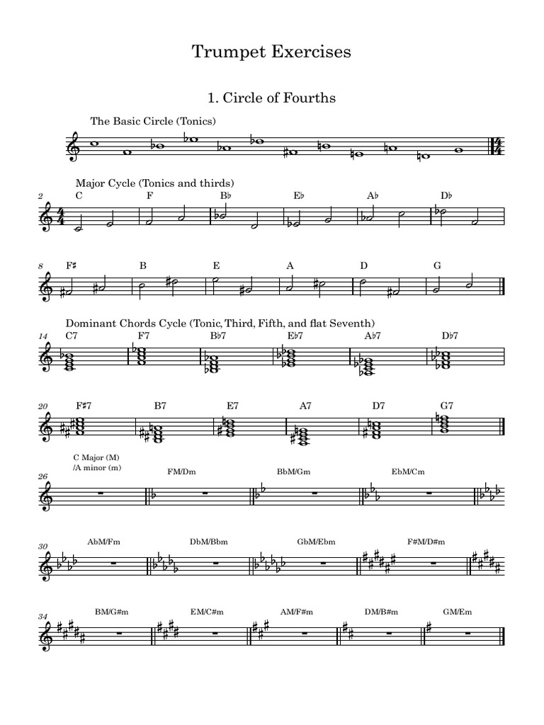 Trumpet Exercises | PDF | Musical Keys | Melody