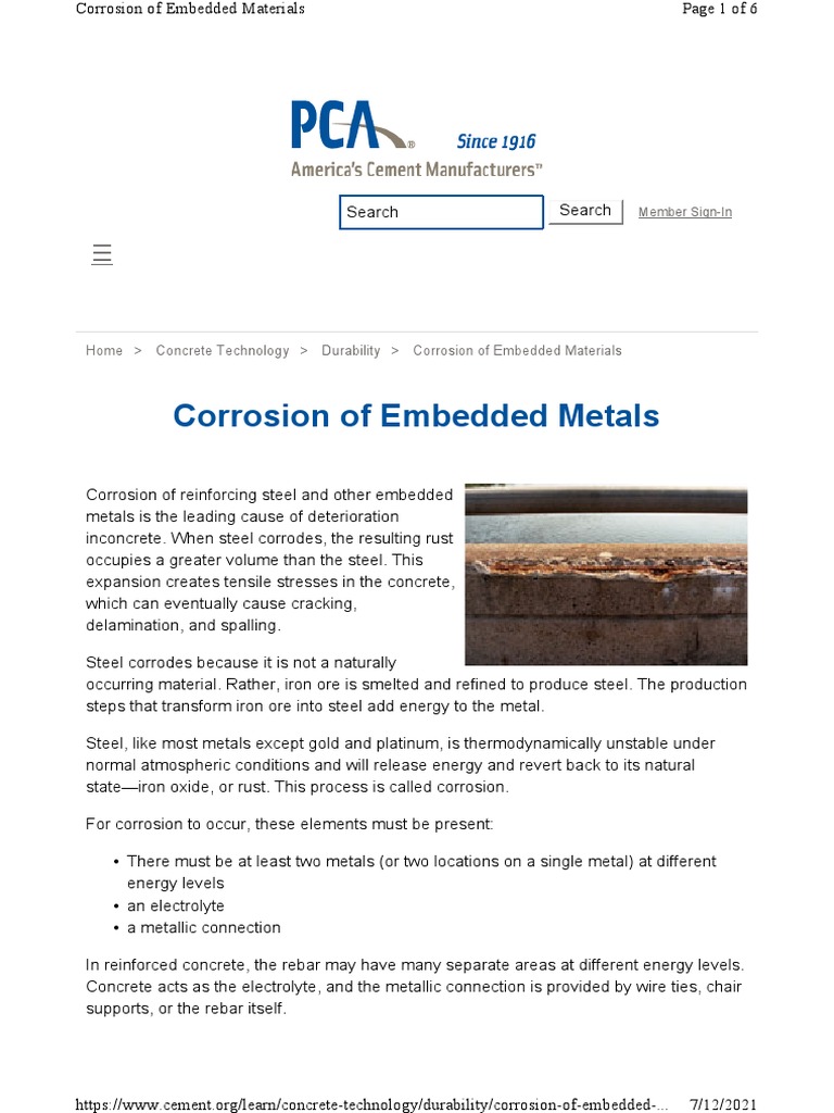 Corrosion of Embedded Metals | PDF | Corrosion | Concrete