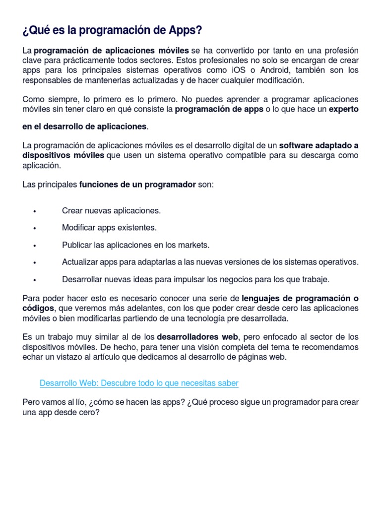 Qué Es La Programación de Apps | PDF | Aplicación movil | Software de ...