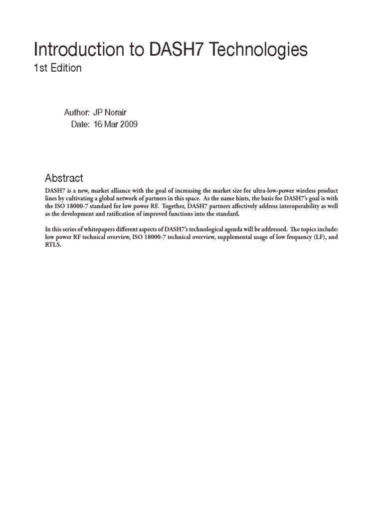 Overview of DASH7 and ISO 18000-7 | PDF | Antenna (Radio) | Radio