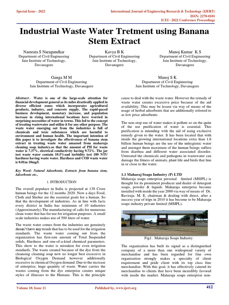 Banana Stem Extract for Wastewater Treatment | PDF | Chemistry ...
