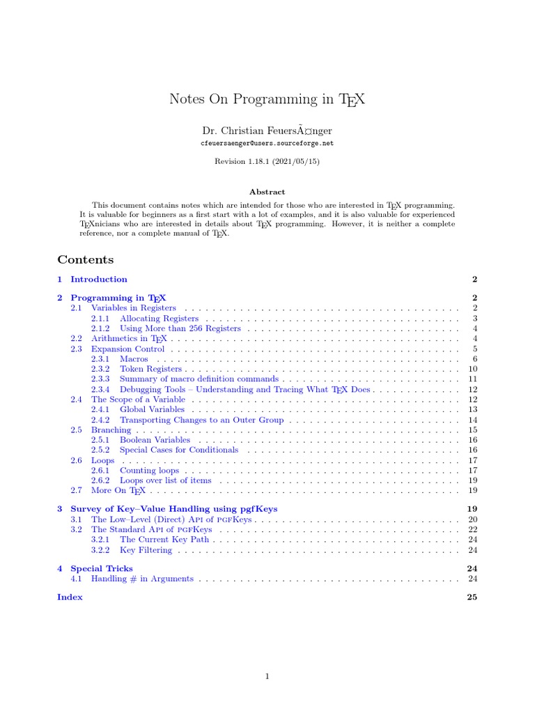 Tex Programming Notes Pdf Te X Scope Computer Science 4932
