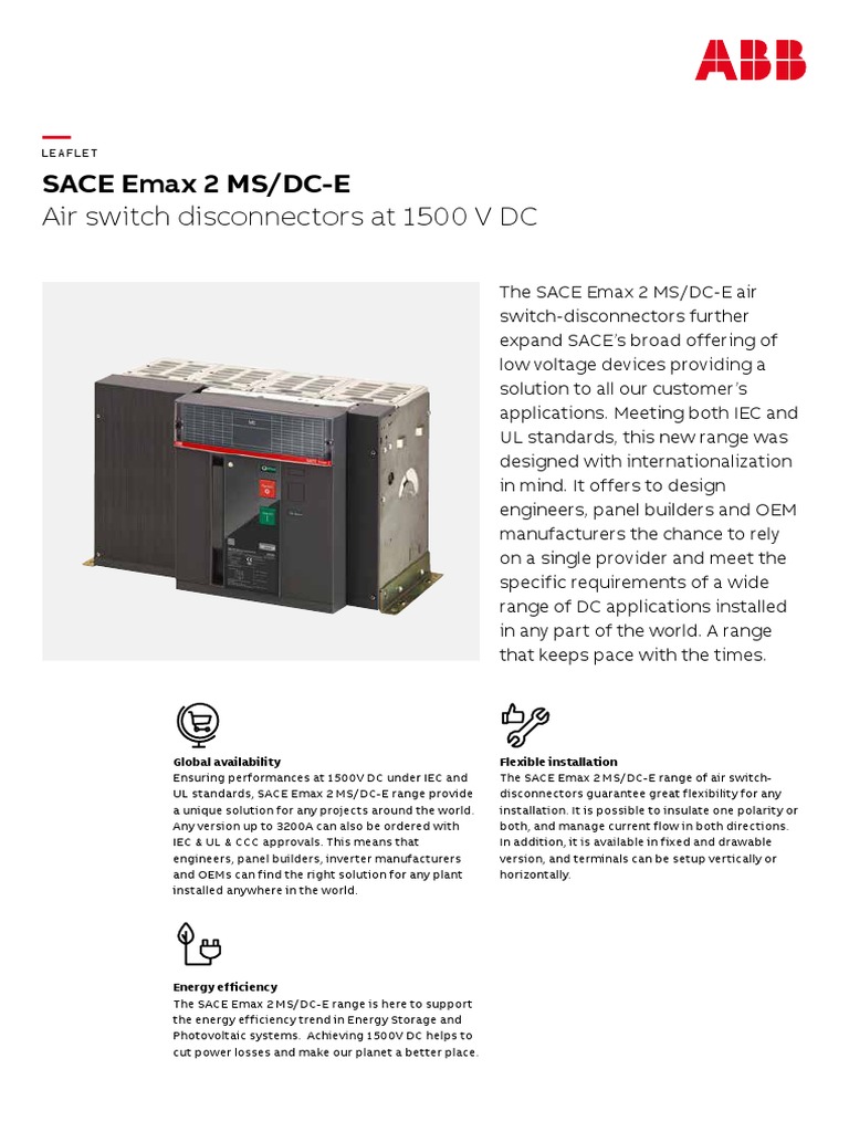 1SDC200050L0201 - Leaflet_SACE Emax 2 MS-DCE at 1500VDC_2021.04 - Copia ...