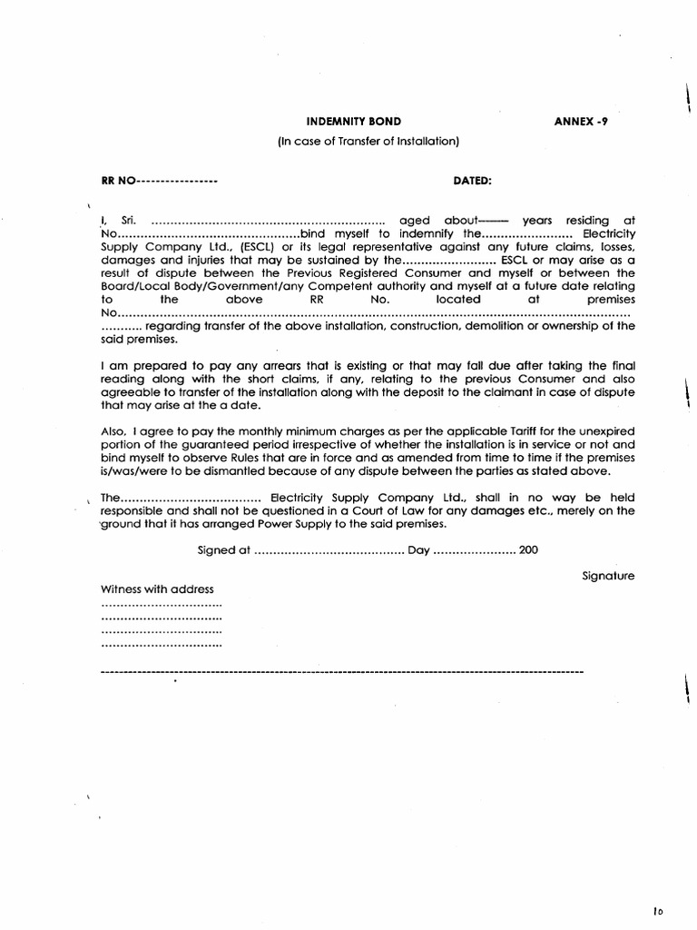 Form 13 Transfer of Installation-10 | PDF | Indemnity | Government