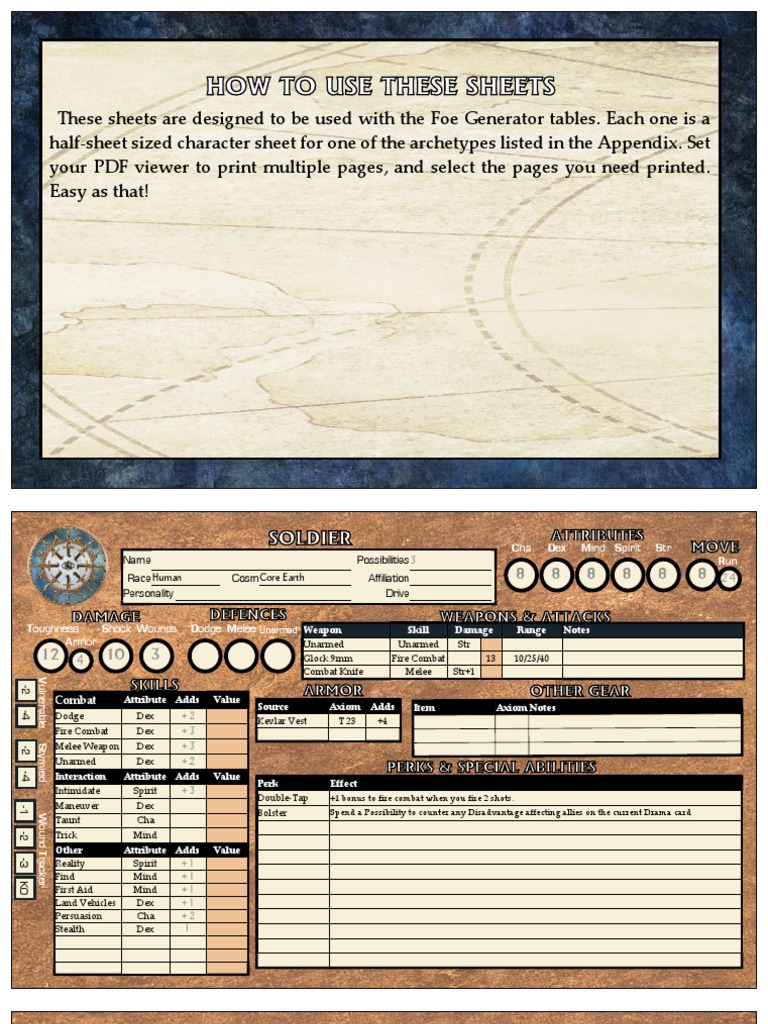 TE Foe Generator Sheets | PDF