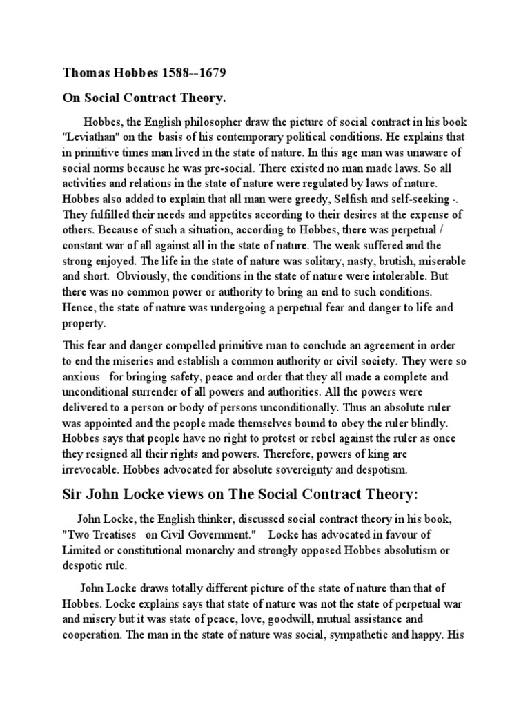 Thomas Hobbes 1588 | PDF | Social Contract | John Locke