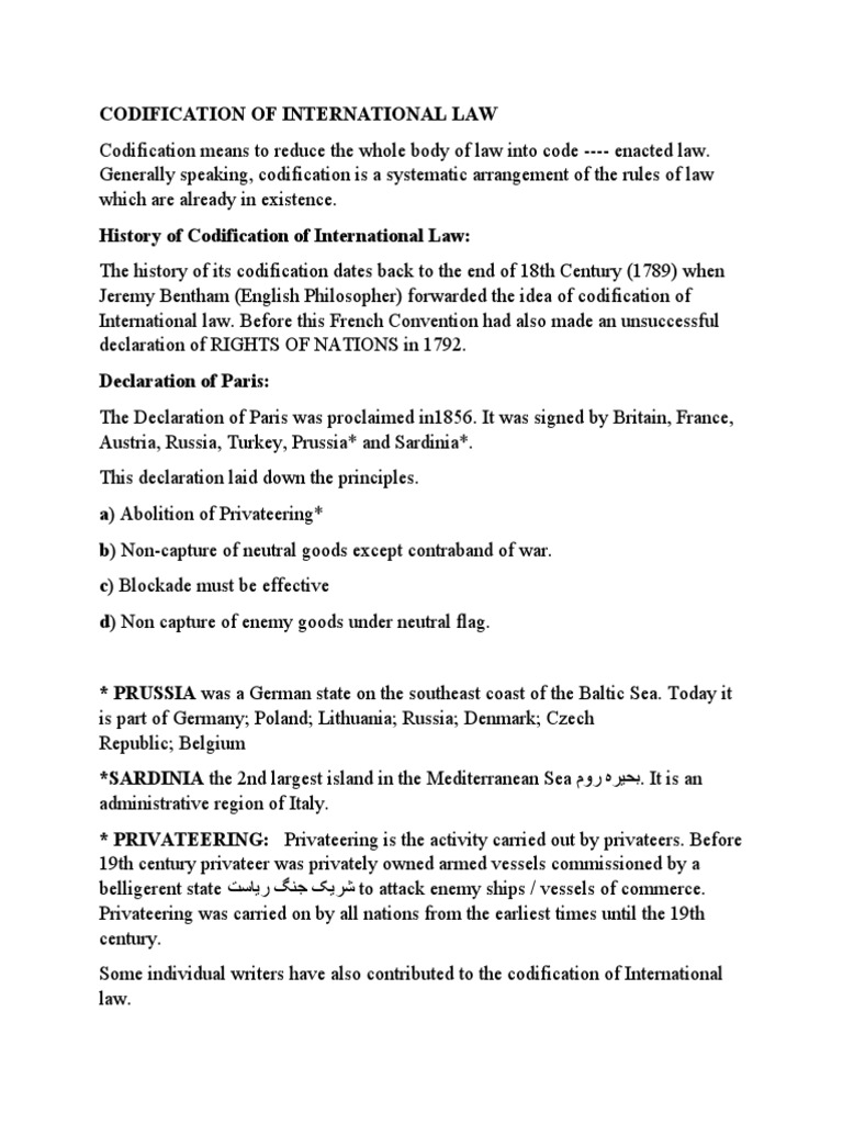 Codification of International Law | PDF | Politics | History